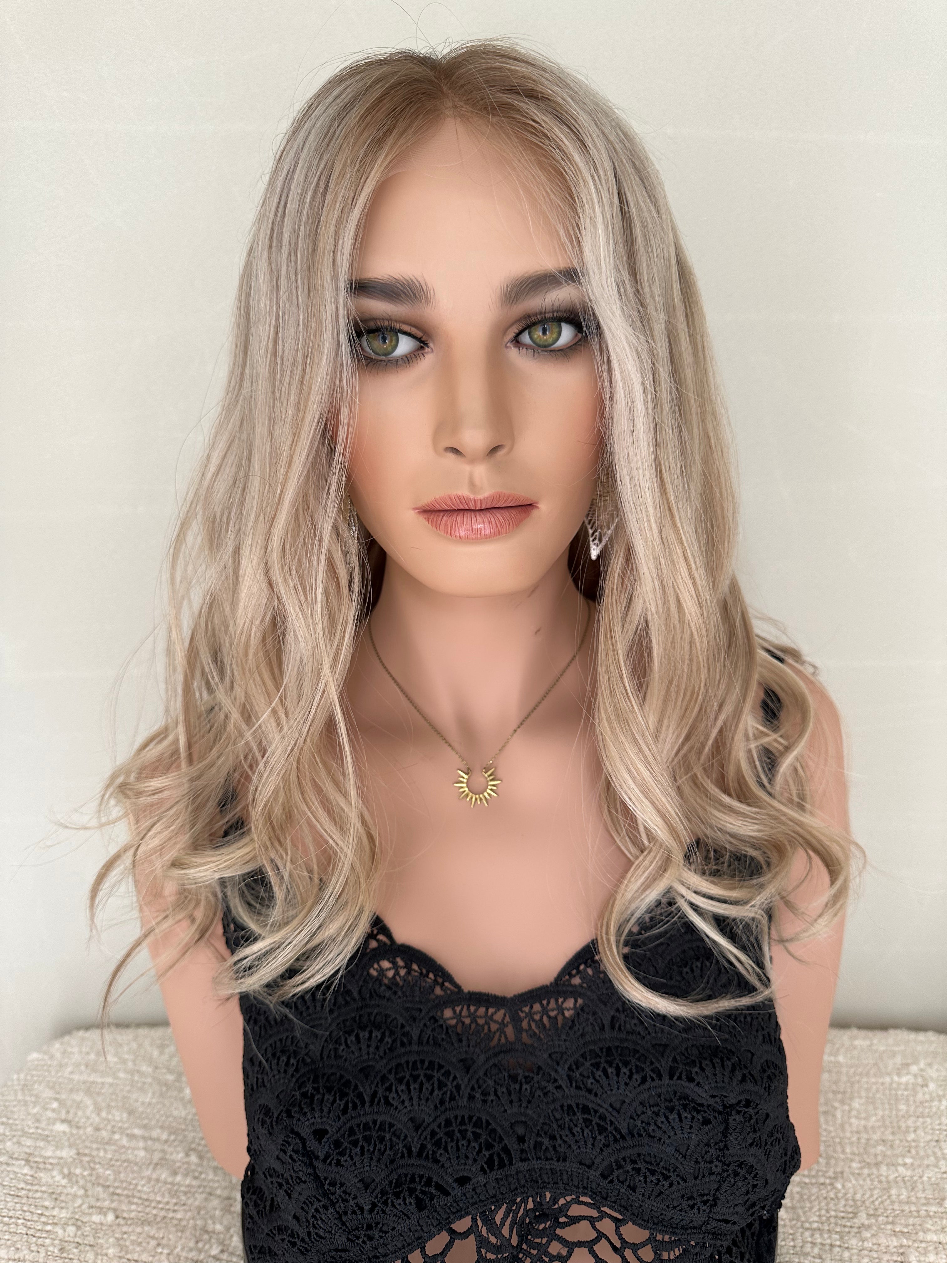 Melody, 20’’ layered length, medium, no ear no nape, with premium euro ...